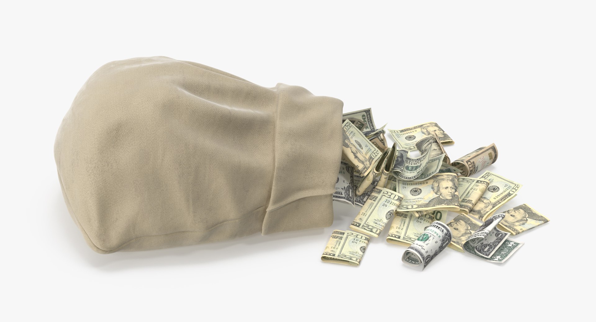 open money bag 03 3d model