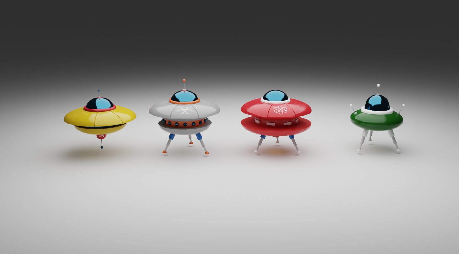 3D Model Cartoon UFO Collection - TurboSquid 2096225