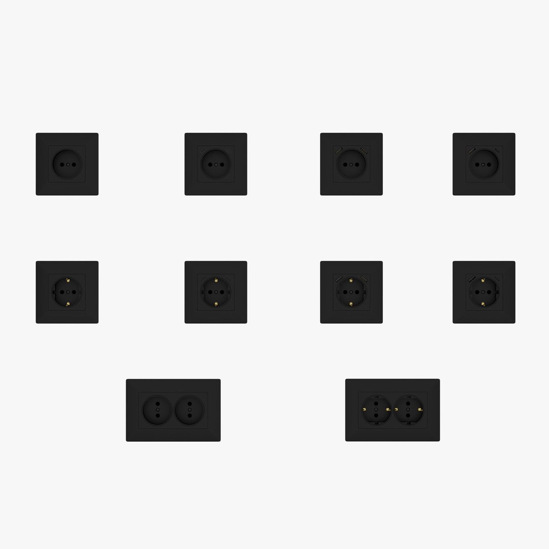 Black European Socket Electrical Outlet 3D Model - TurboSquid 2339966