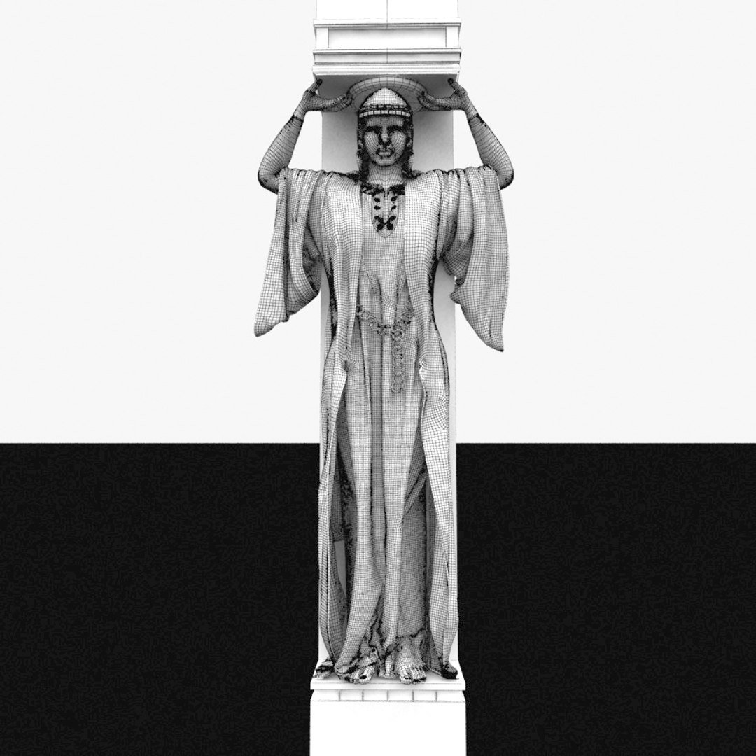 3d Cariathide Woman Column Model