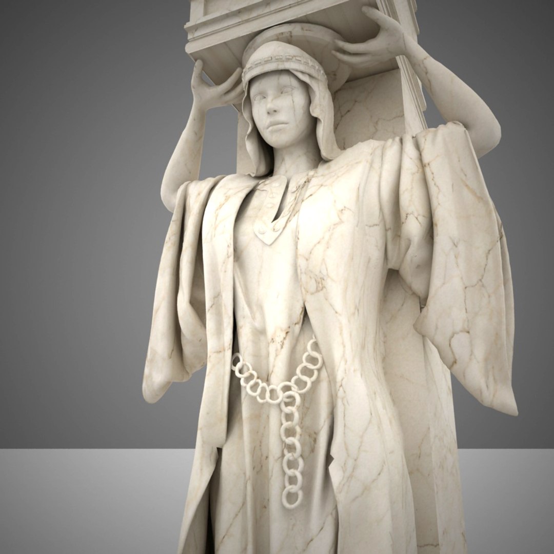 3d Cariathide Woman Column Model