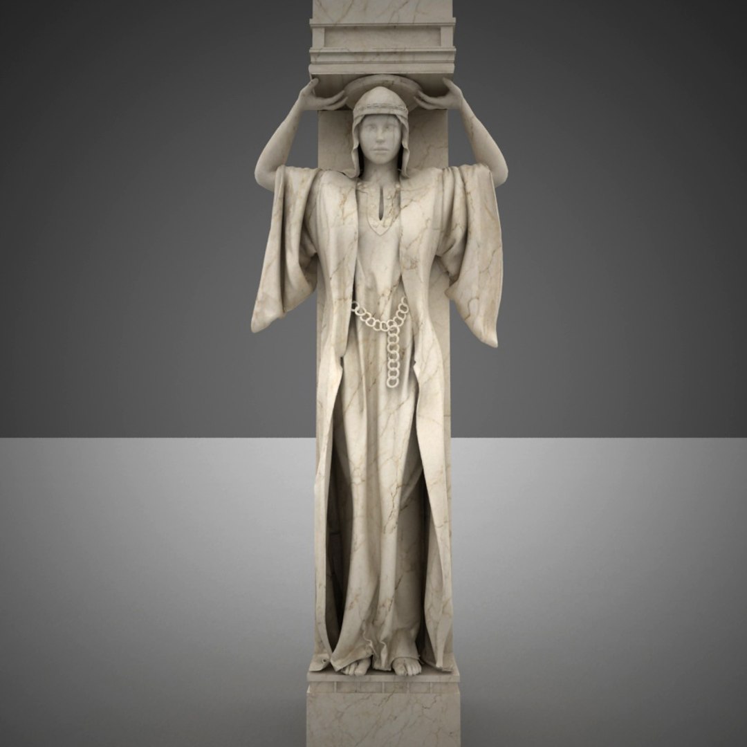 3d Cariathide Woman Column Model