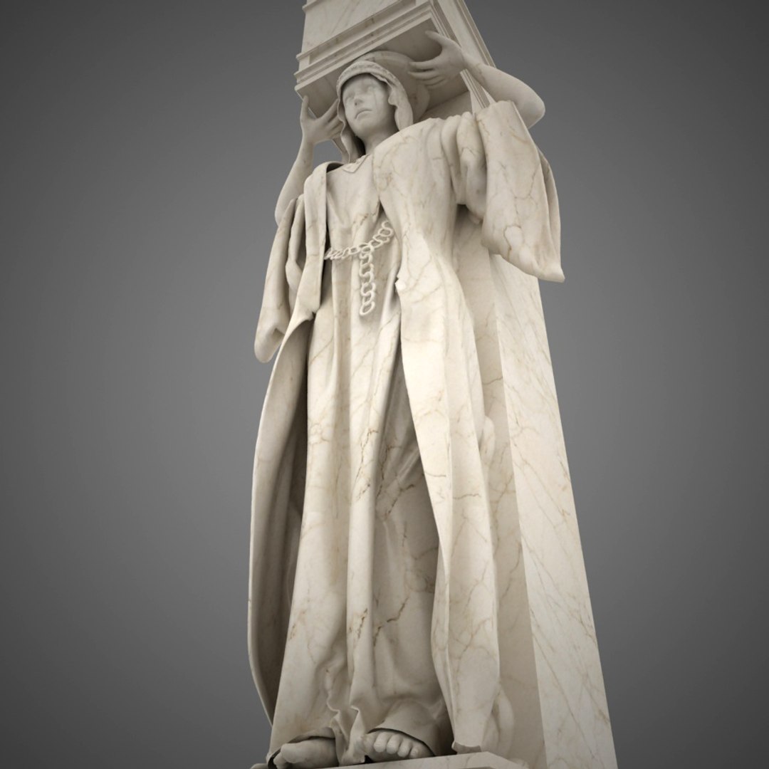 3d Cariathide Woman Column Model