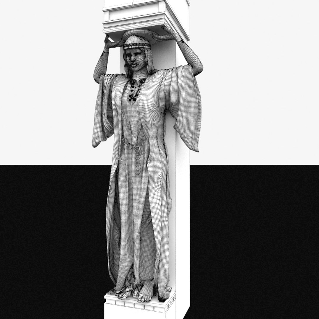 3d Cariathide Woman Column Model
