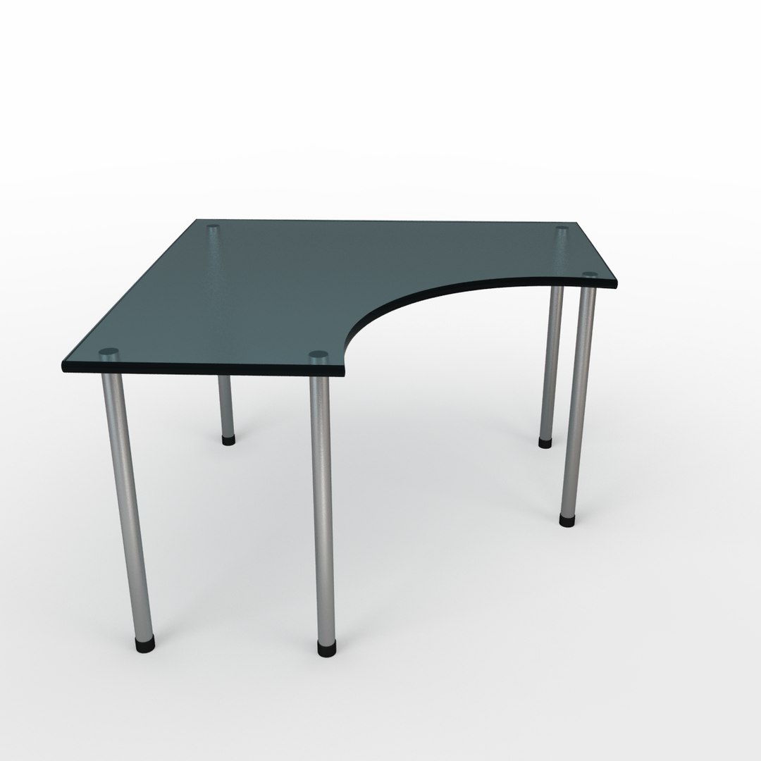 corner desk glass blue 3d 3ds