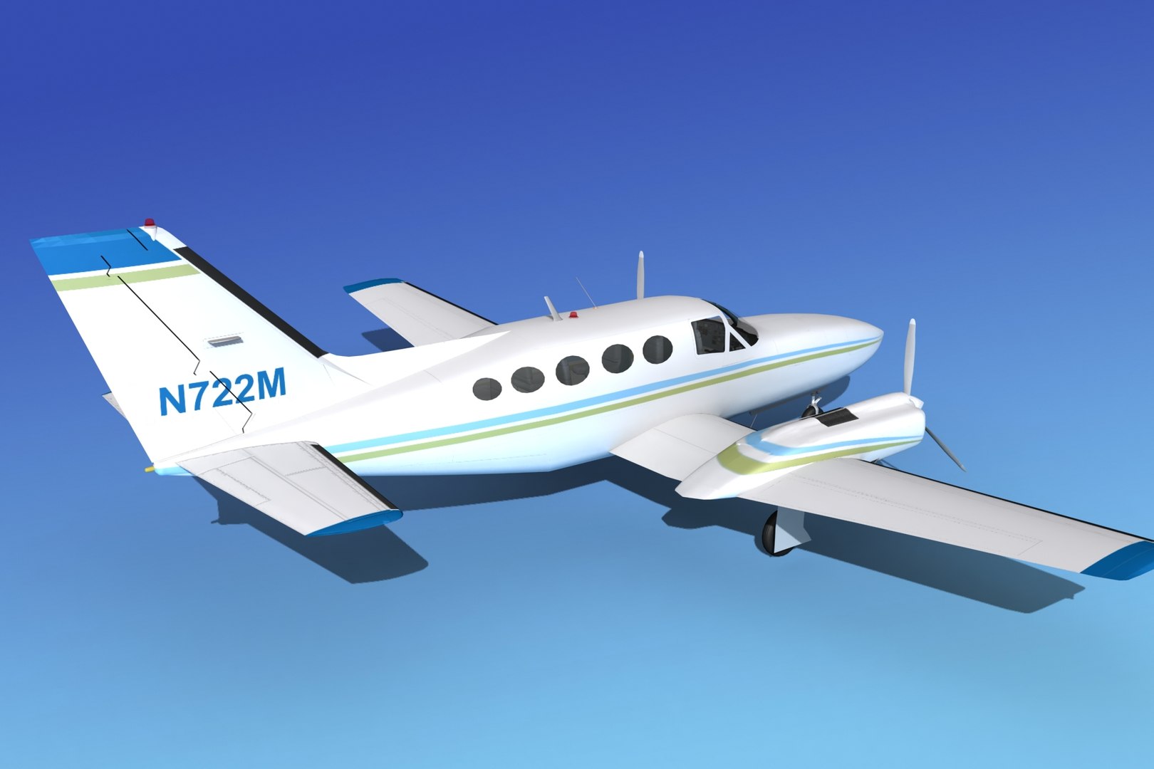 Scale Cessna 414 Chancellor 3d Model