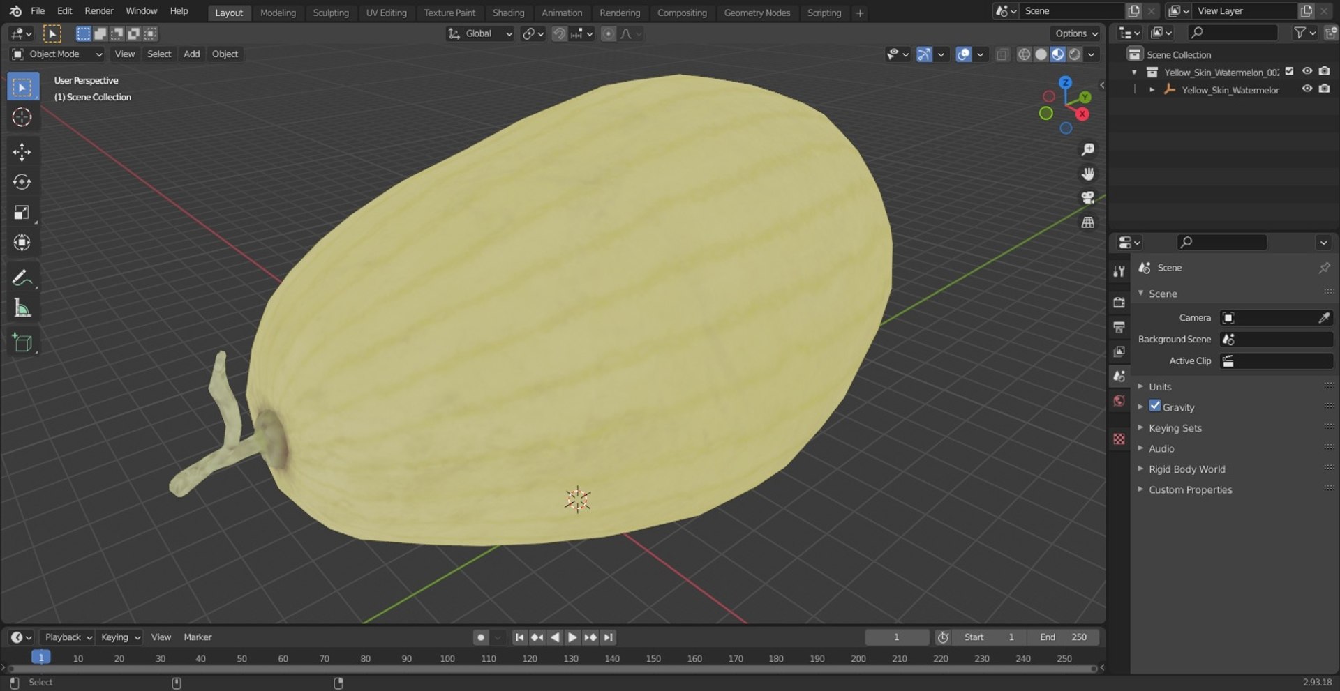 Yellow Skin Watermelon 3D Model - TurboSquid 2094475