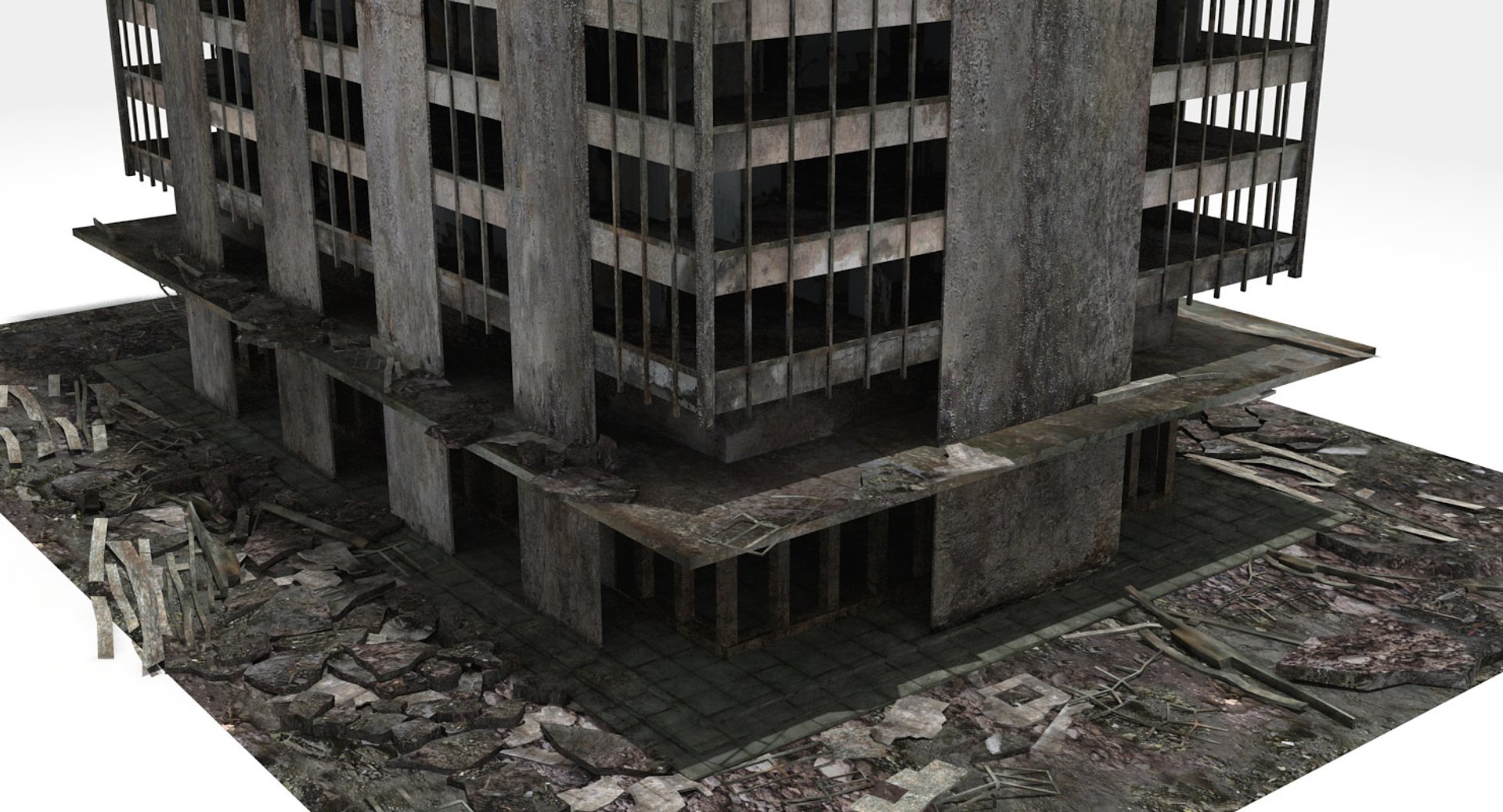 Destroyed Ruined Building Rubble 3d Max