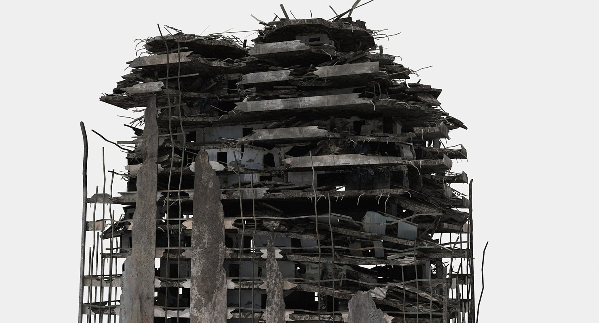 Destroyed Ruined Building Rubble 3d Max