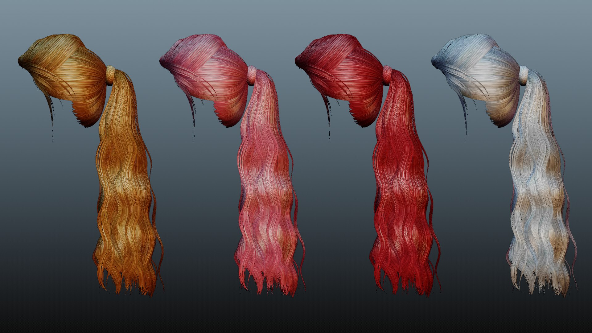 3D Female Long Hair Low Poly 4 Colors - TurboSquid 2129382