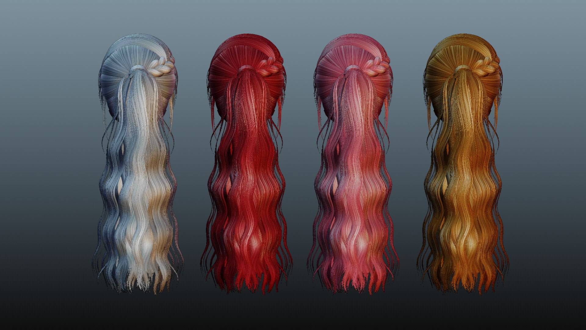 3D Female Long Hair Low Poly 4 Colors - TurboSquid 2129382