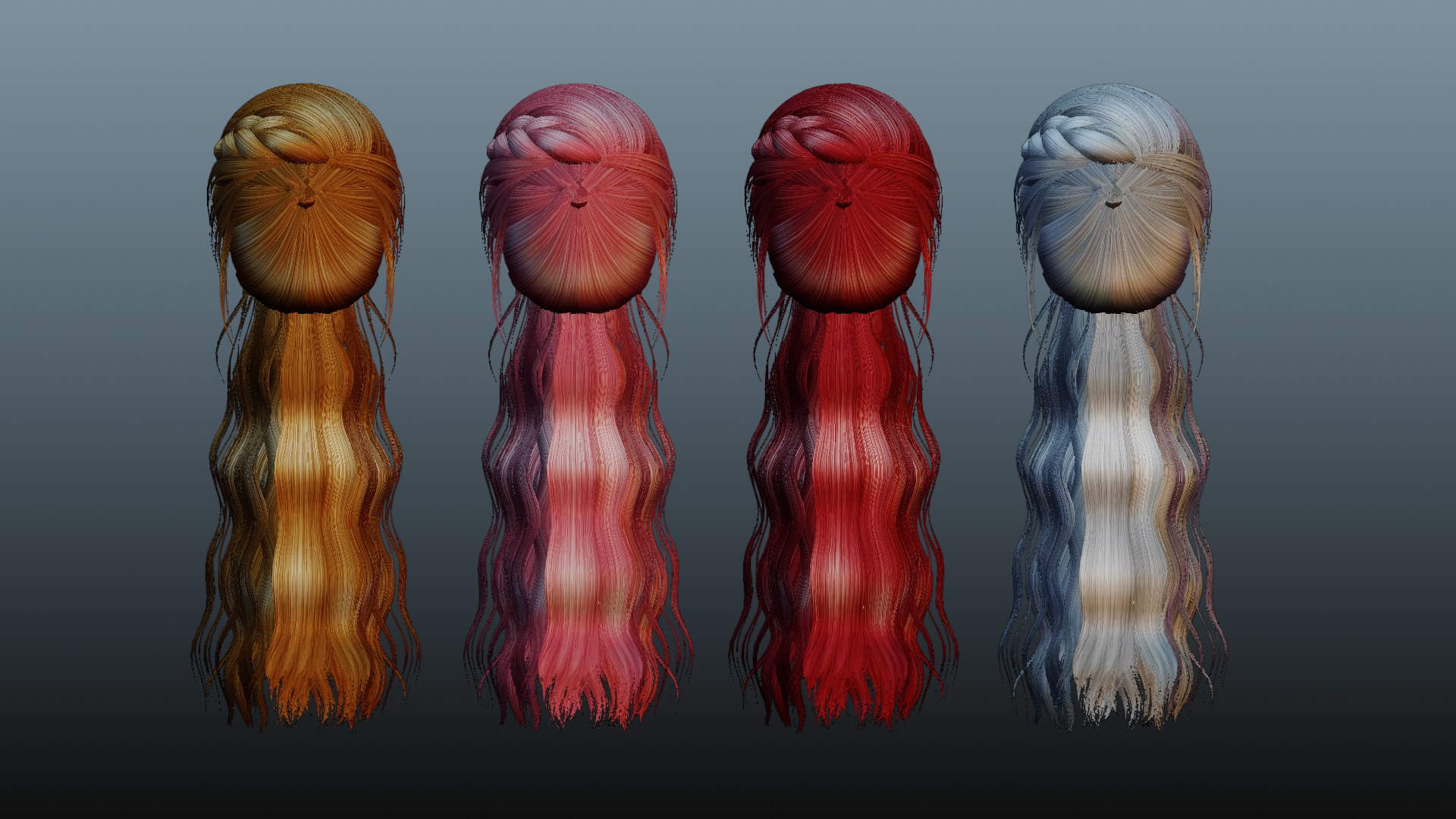 3D Female Long Hair Low Poly 4 Colors - TurboSquid 2129382