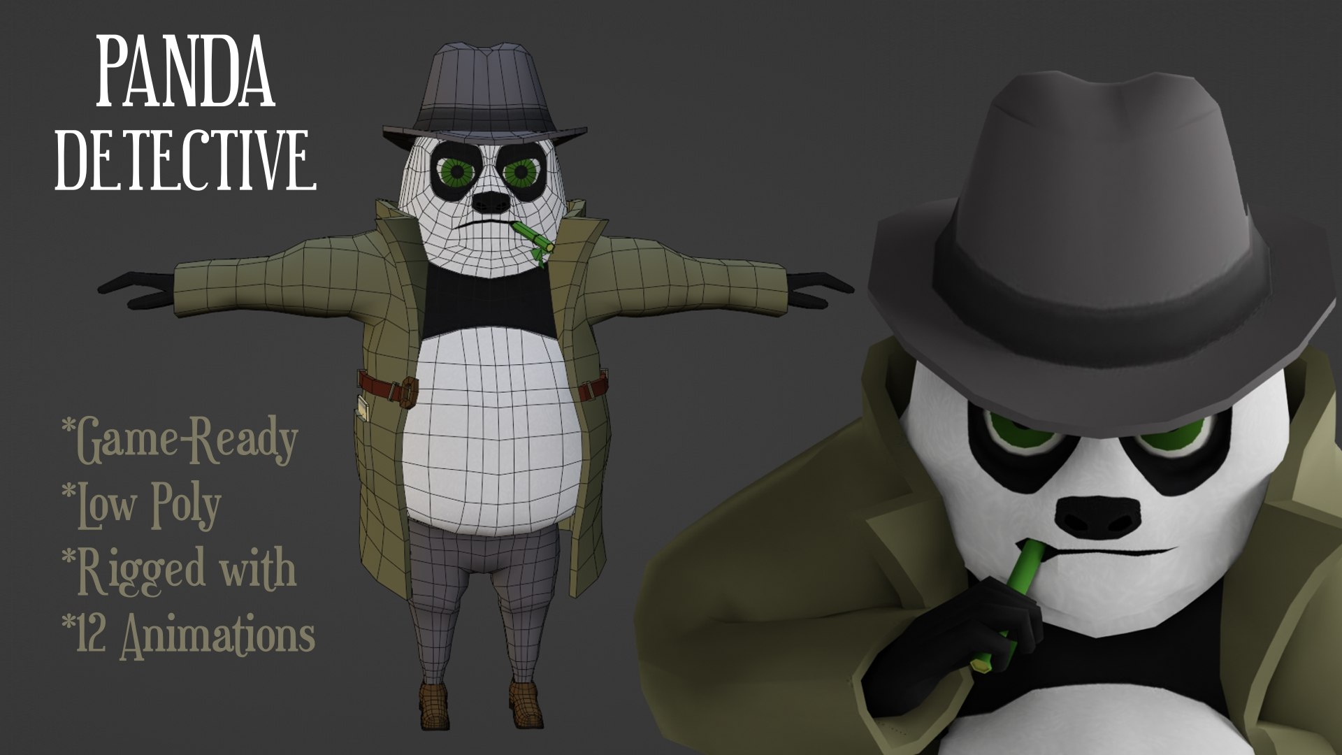 Cartoon Detective Panda Character 3D Model - TurboSquid 2236766