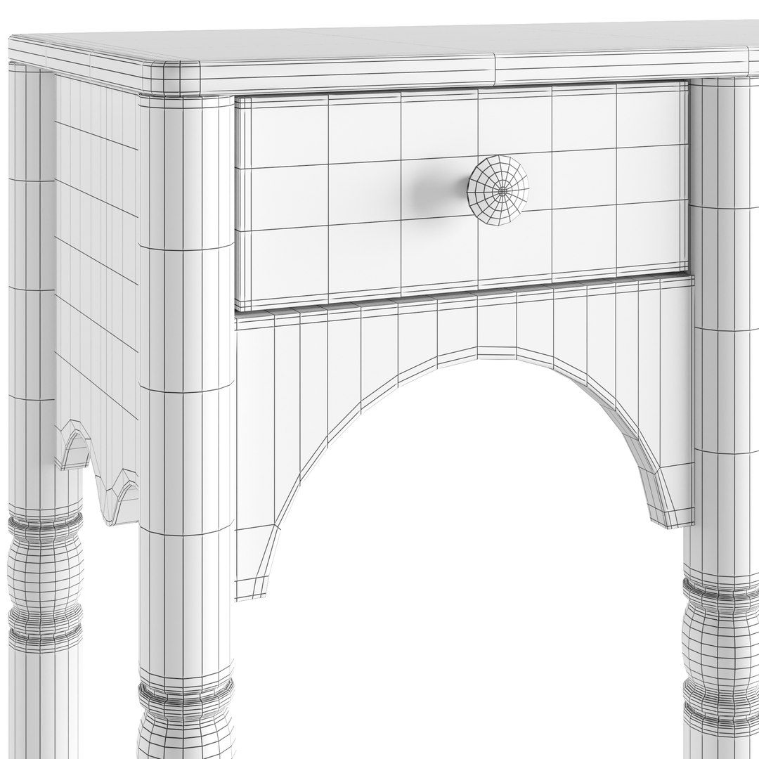 3D Model Litfad - Natural Wood Console Table With Legs And 3 Drawers ...