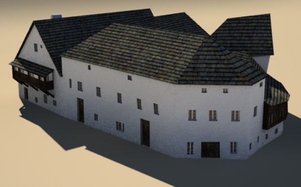 3d model medieval house block
