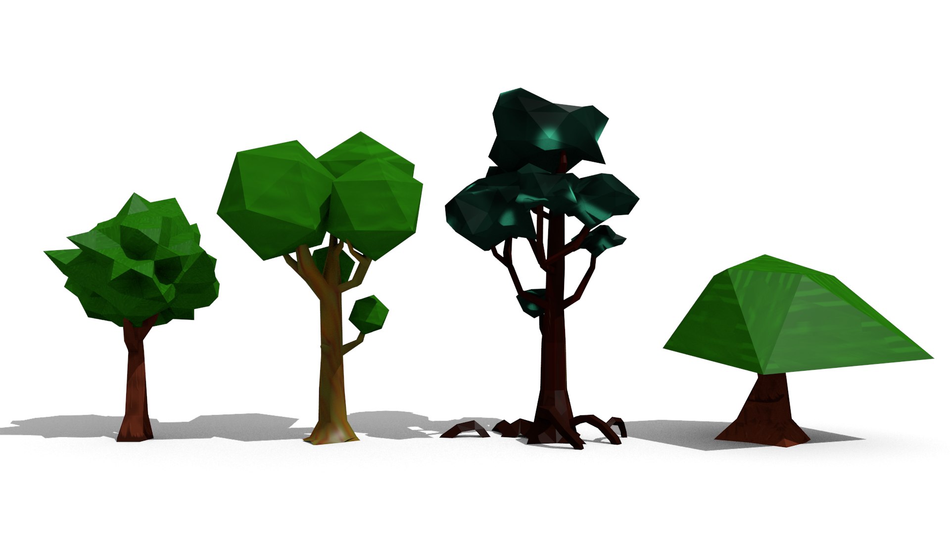 4 Trees 3d Model