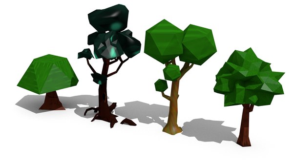 4 trees 3d model