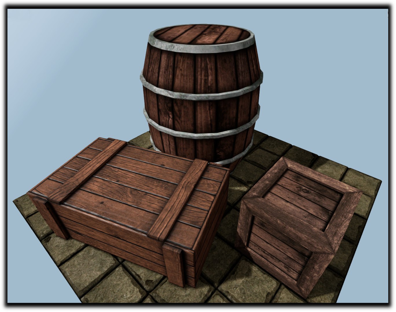 Obj Wooden Barrel Box Big