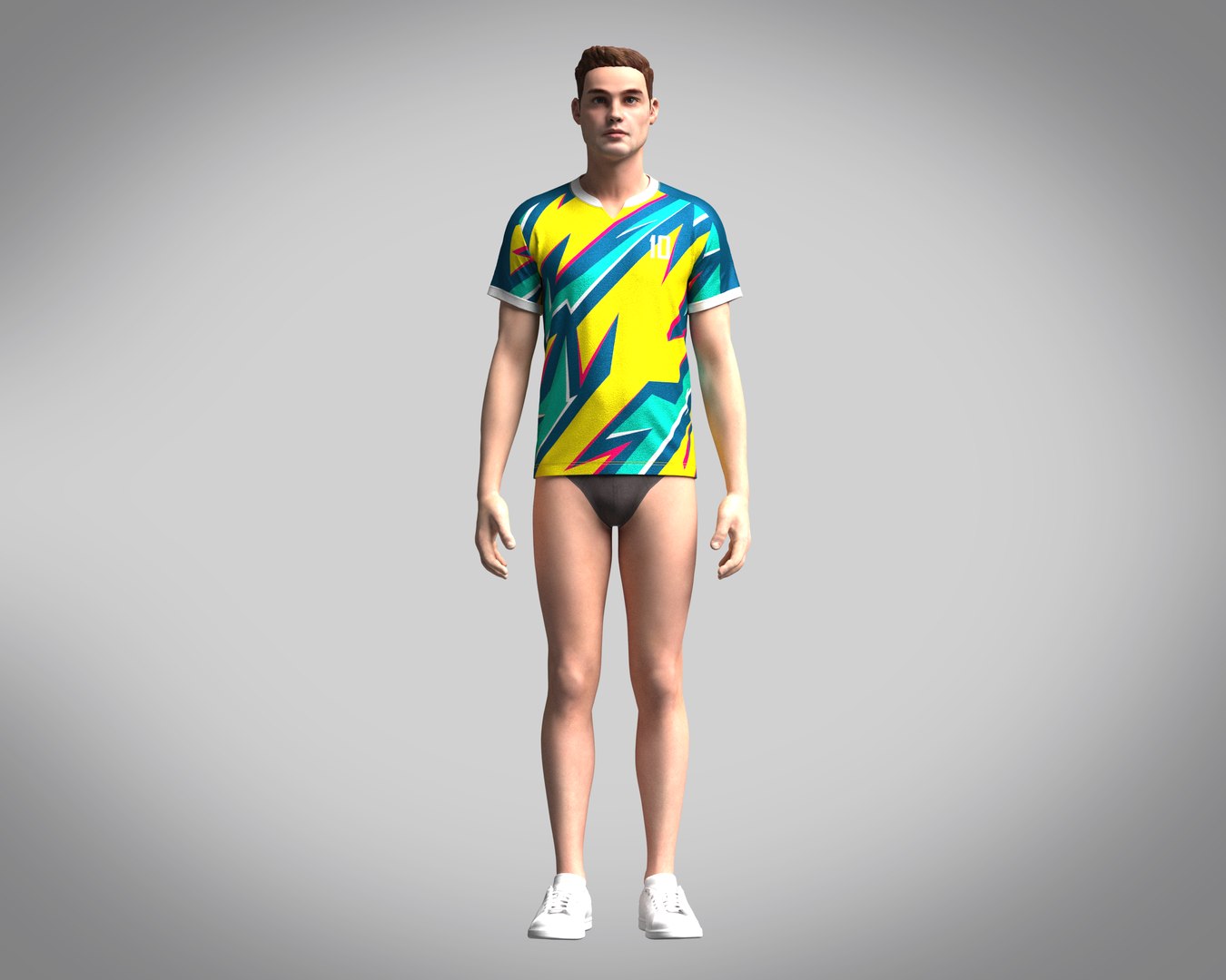 Mens Soccer Yellow And Mint Jersey Player-10 Model - TurboSquid 2050619