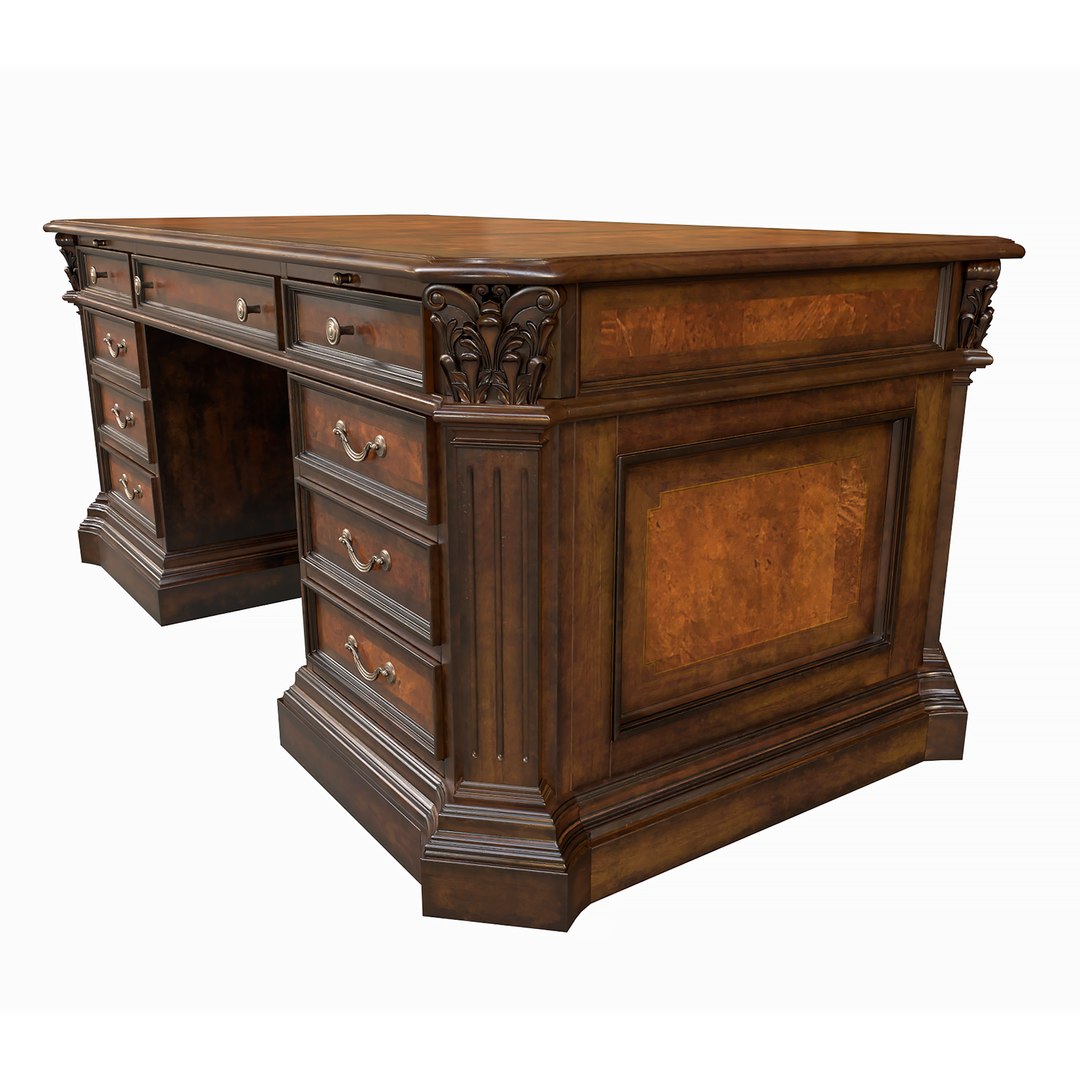 Executive Computer Desk In Mahogany 3D Model - TurboSquid 2249838