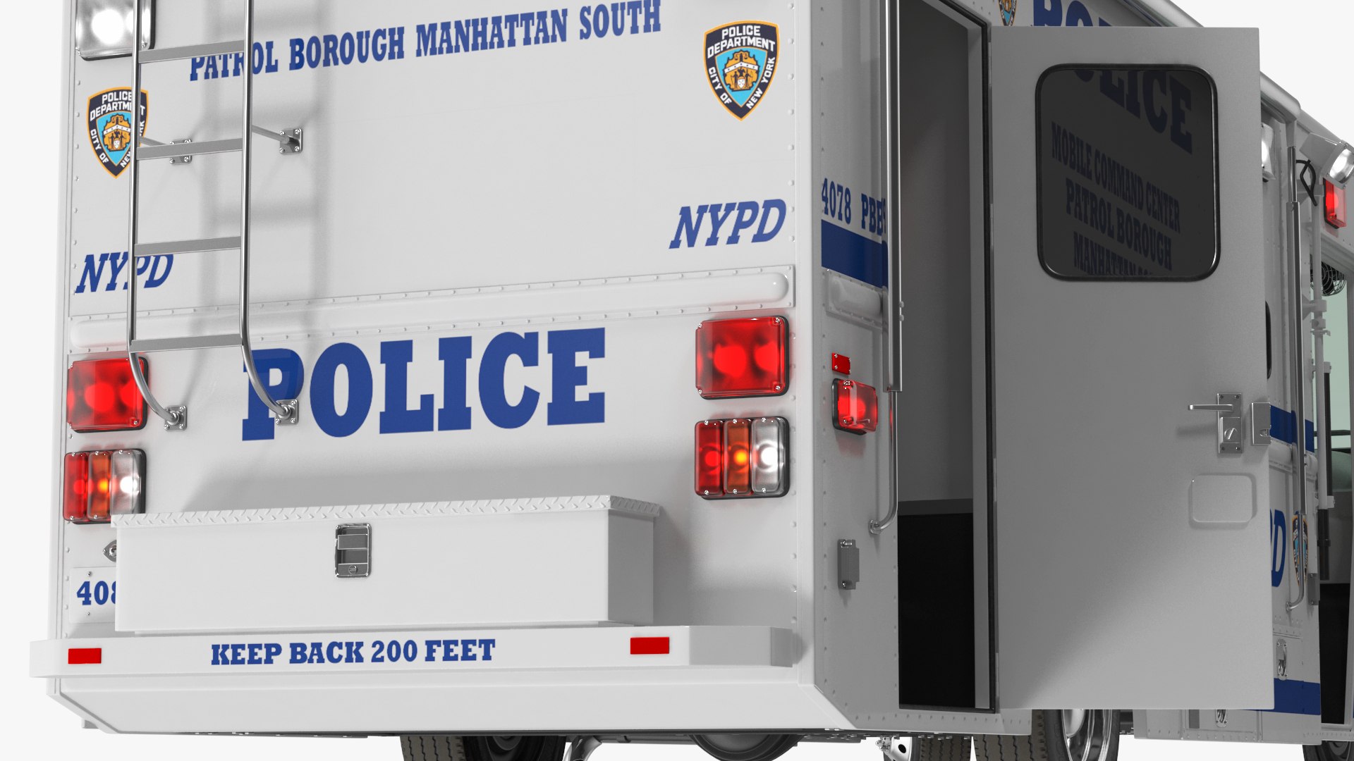 3D NYPD Mobile Command Center Lights On Rigged for Cinema 4D ...