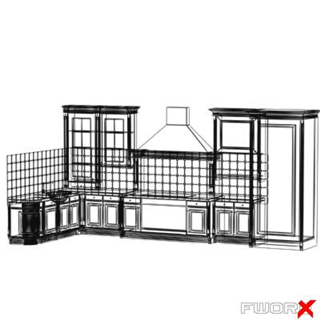 3d kitchen cabinet model