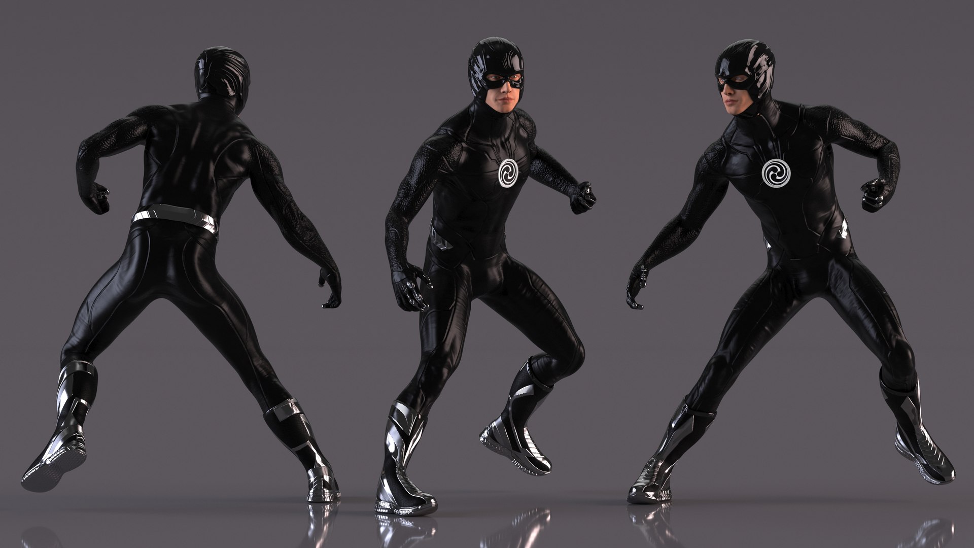 Superhero Wearing Black Suit Fighting Pose 3D - TurboSquid 2073176