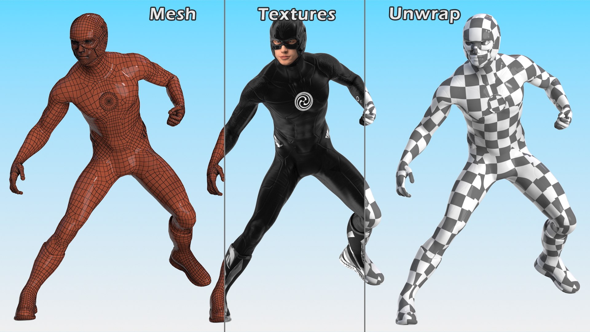 Superhero Wearing Black Suit Fighting Pose 3D - TurboSquid 2073176