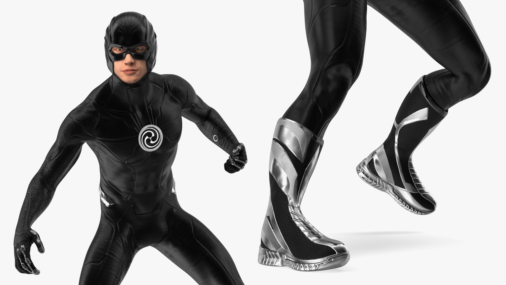 Superhero Wearing Black Suit Fighting Pose 3D - TurboSquid 2073176