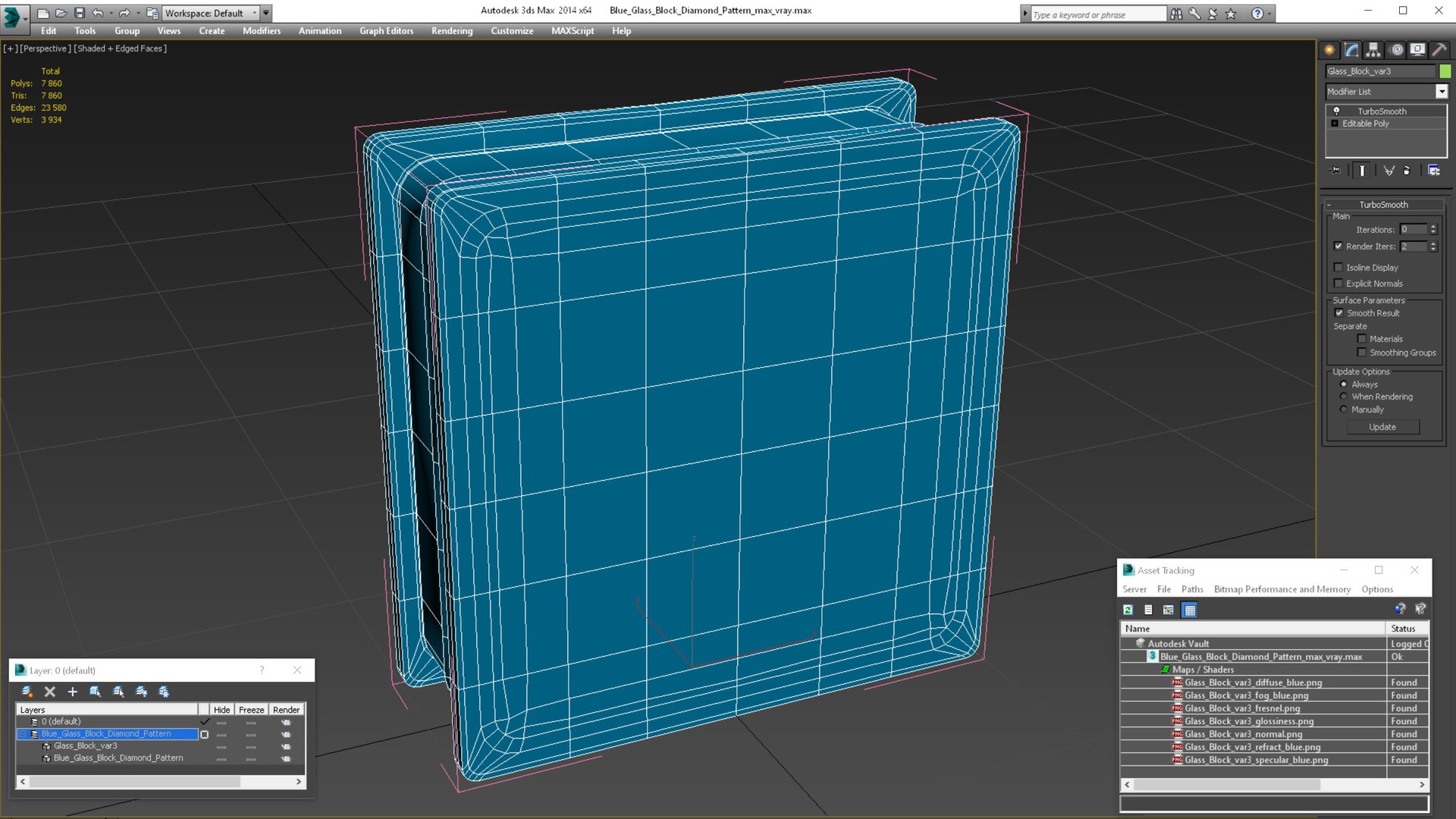 Blue Glass Block Diamond Pattern 3D Model - TurboSquid 1830093