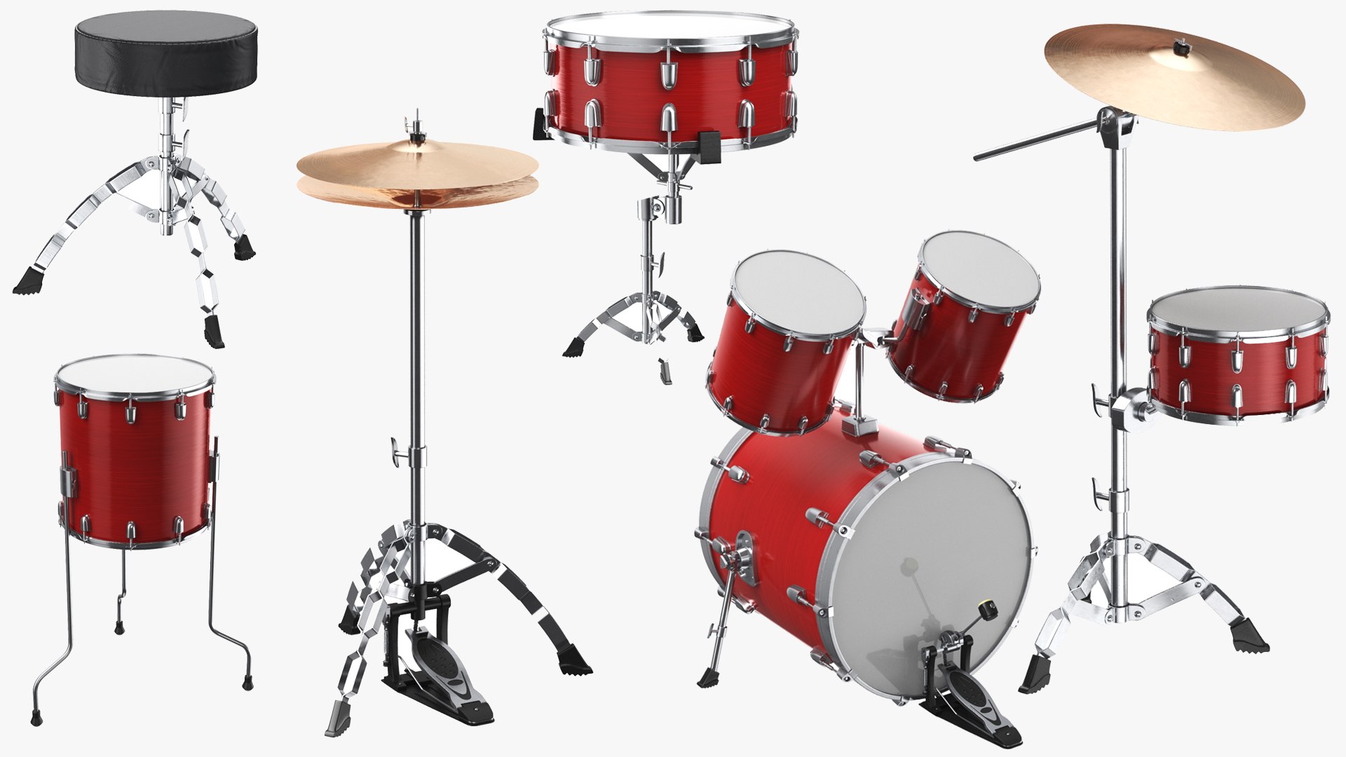 Red Drum Kit 3D Model - TurboSquid 1811847