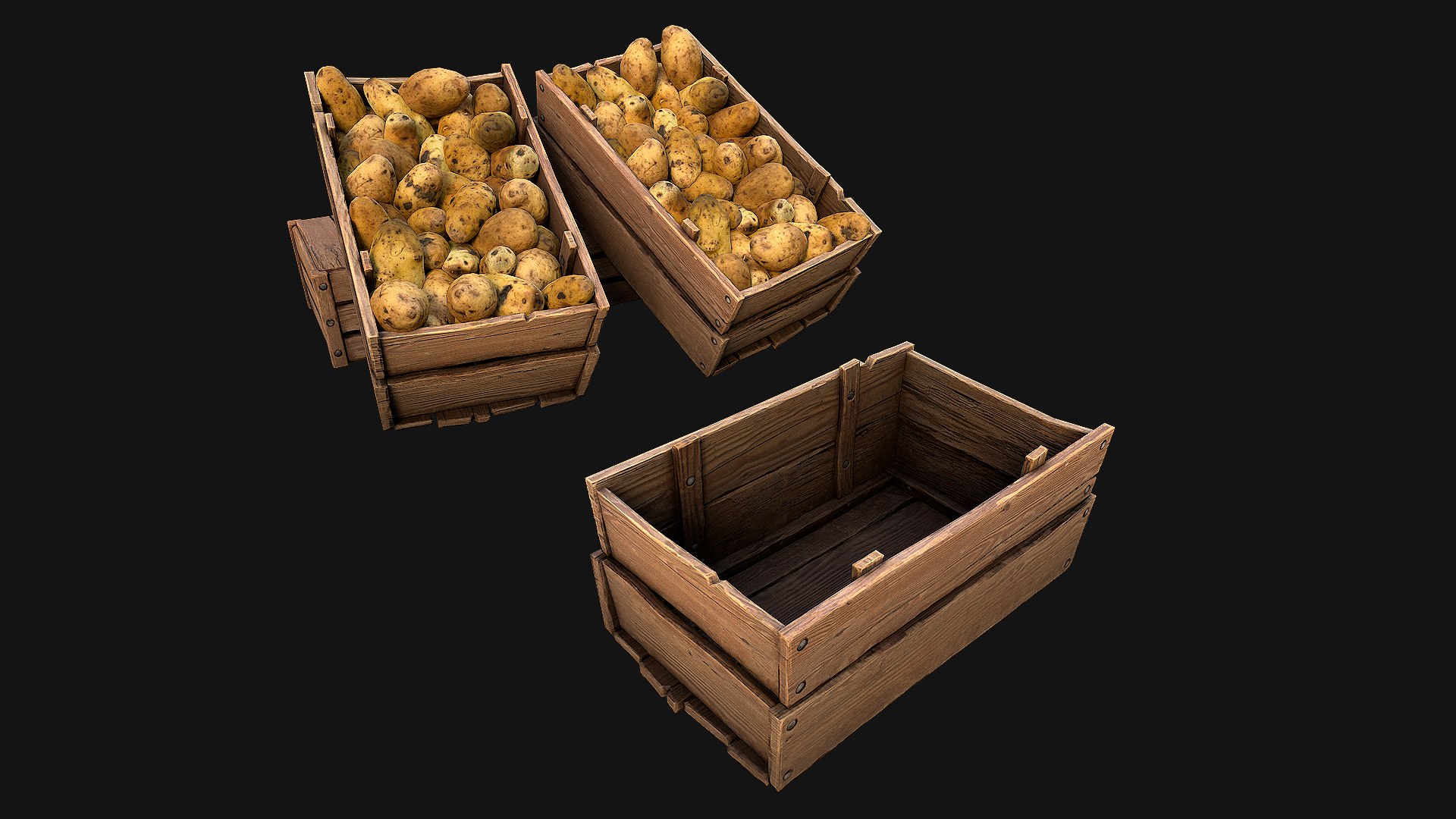 3D Potato Box Crate Stand - TurboSquid 1915868