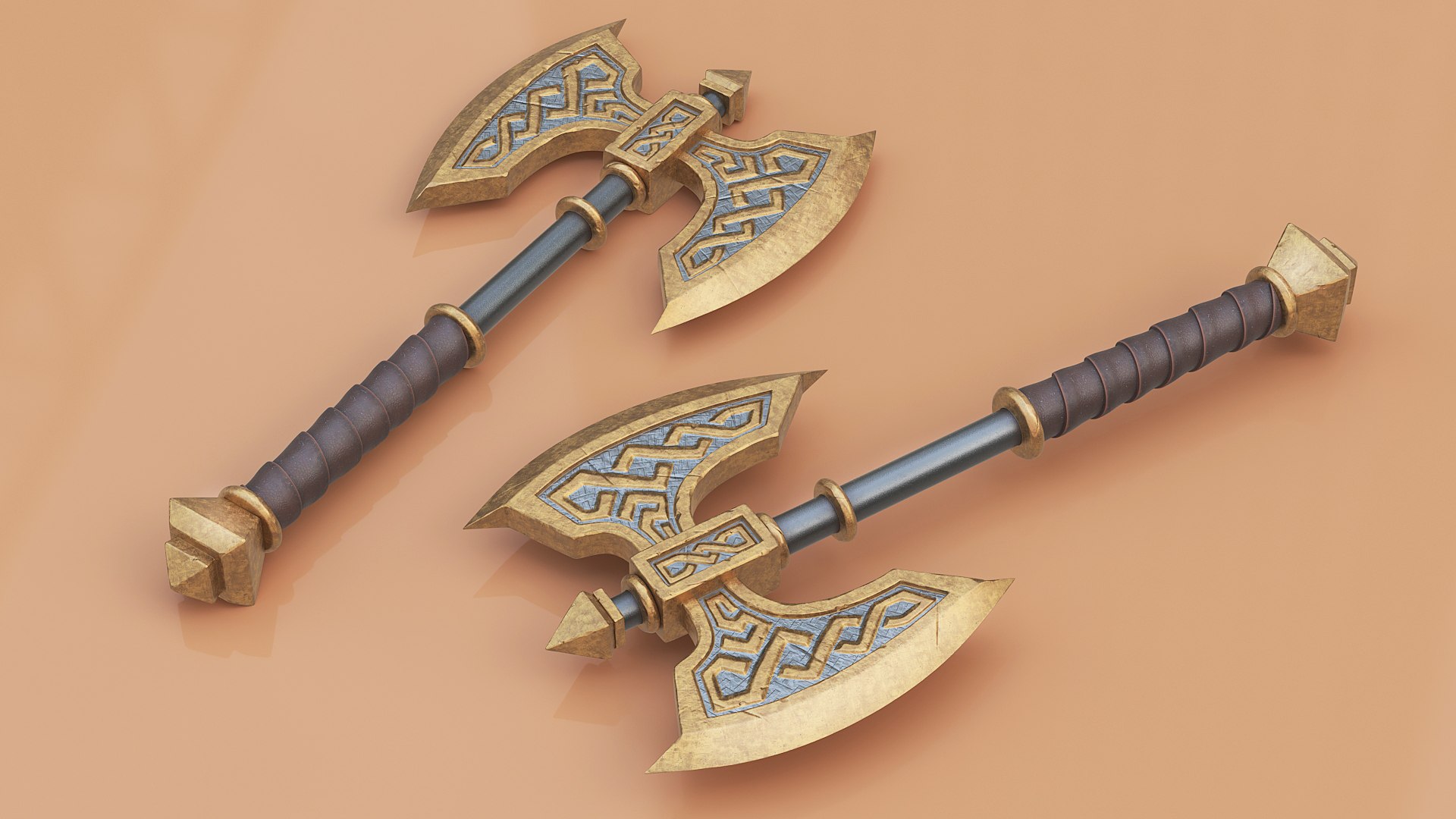 3D Double Bladed Battle Axe Model - TurboSquid 2397066