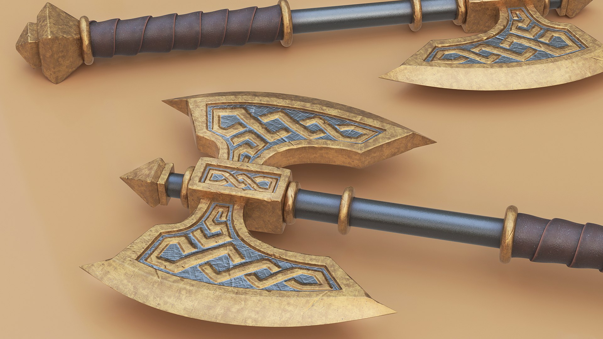 3D Double Bladed Battle Axe Model - TurboSquid 2397066
