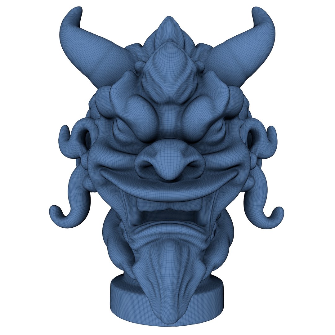 Japanese Oni Creature Head Bust Sculpture 2 Model - TurboSquid 2421202