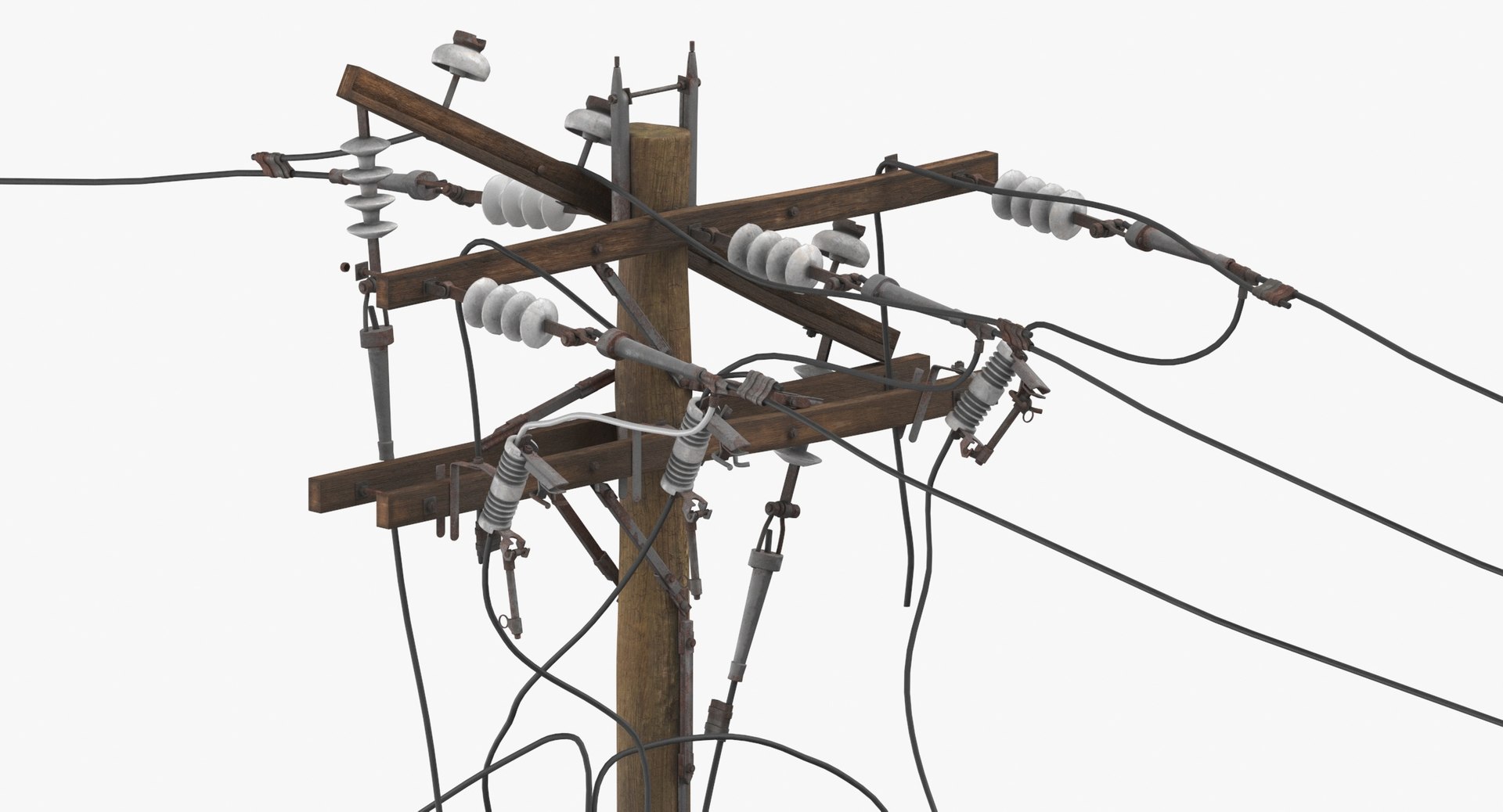 Wooden Power Lines 02 Damaged 3D Model - TurboSquid 1870717