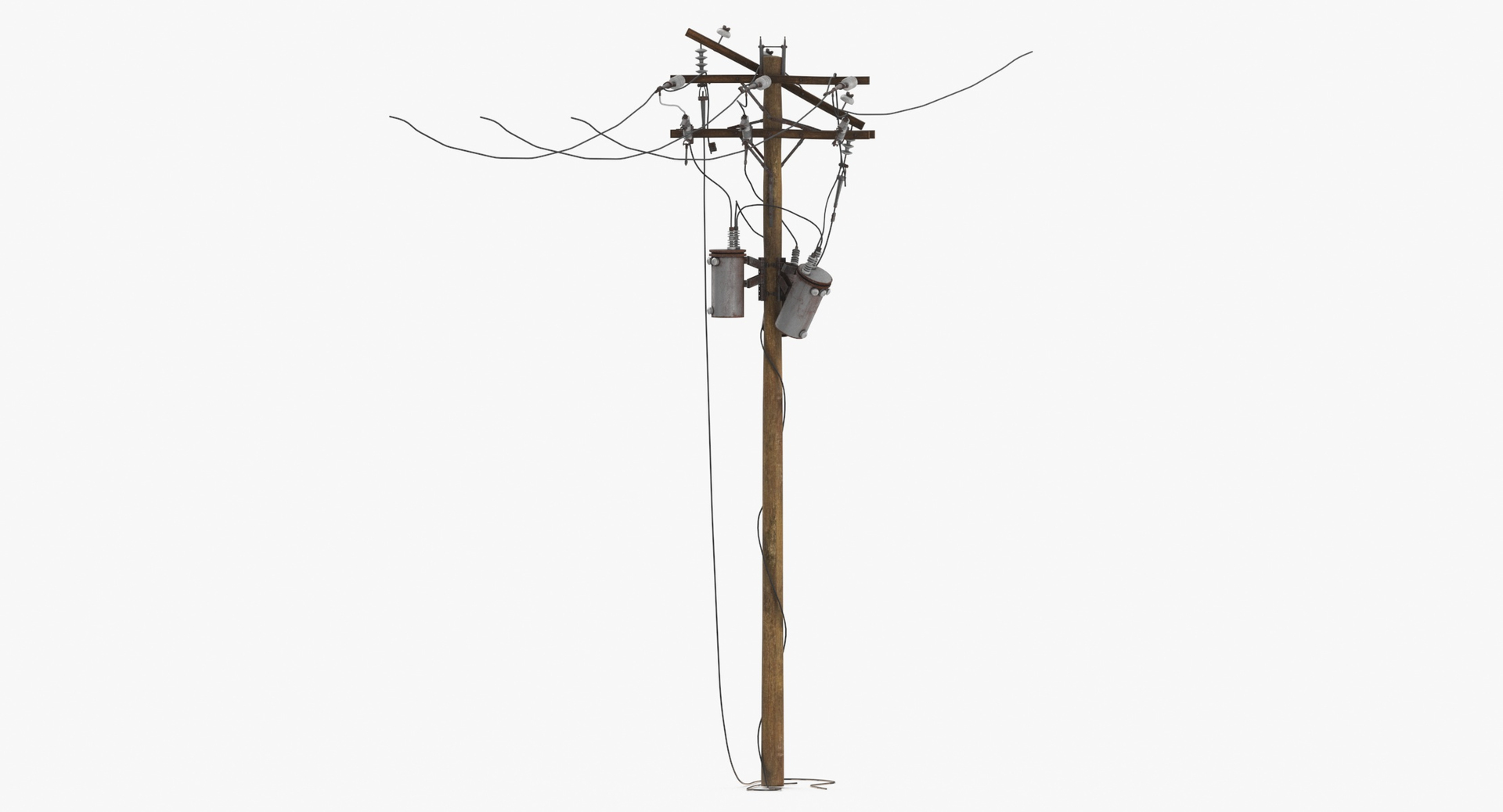 Wooden Power Lines 02 Damaged 3D model - TurboSquid 1870717