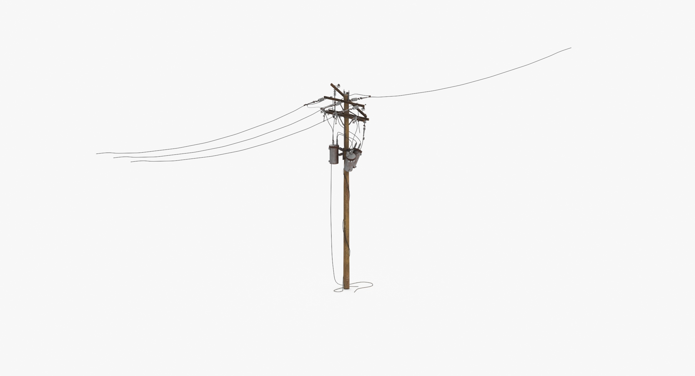 Wooden Power Lines 02 Damaged 3D model - TurboSquid 1870717
