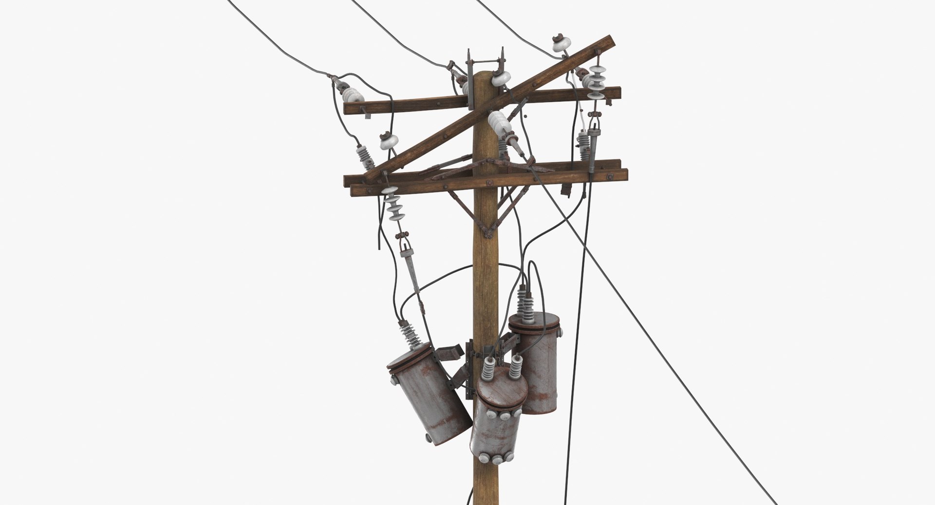 Wooden Power Lines 02 Damaged 3D Model - TurboSquid 1870717
