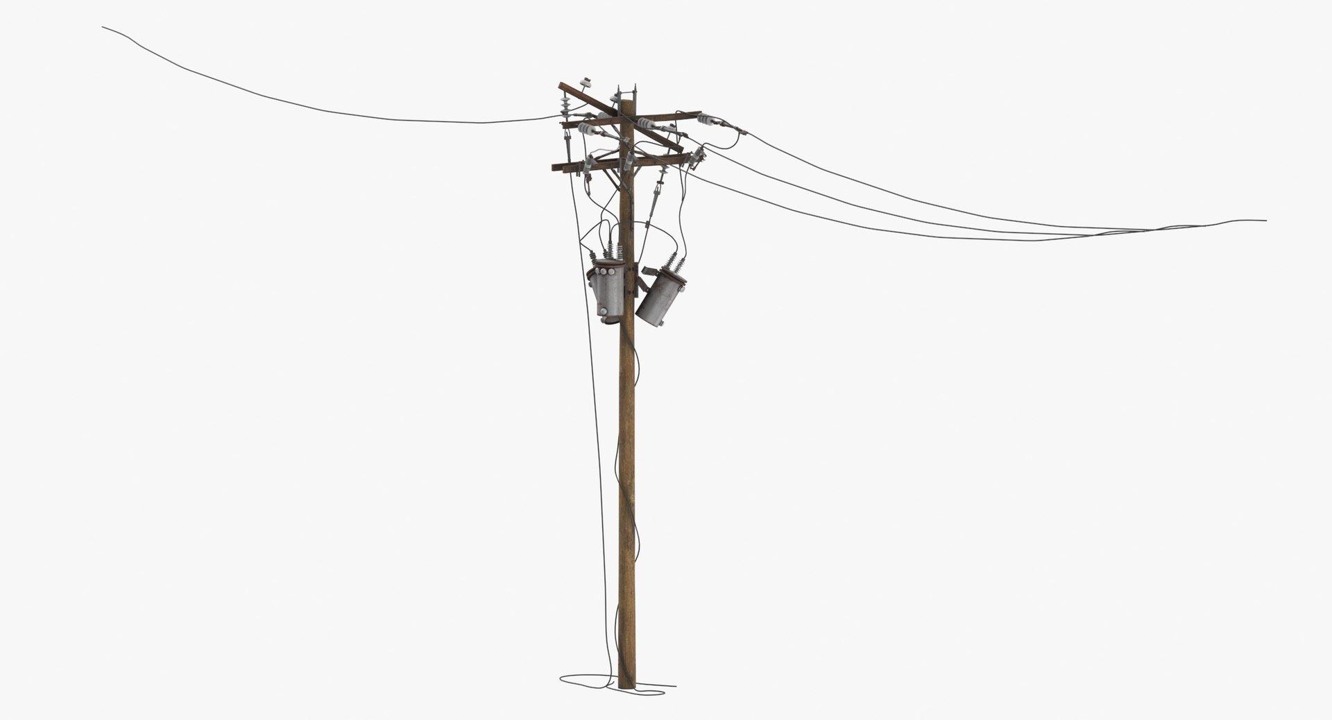 Wooden Power Lines 02 Damaged 3D Model - TurboSquid 1870717