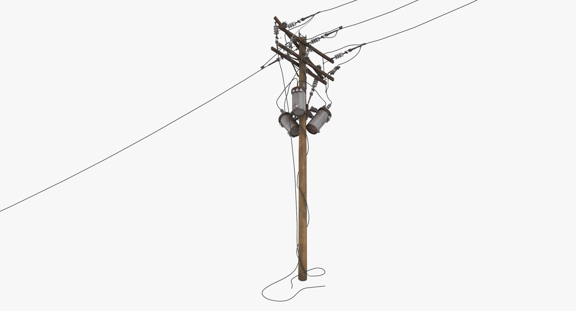 Wooden Power Lines 02 Damaged 3D Model - TurboSquid 1870717