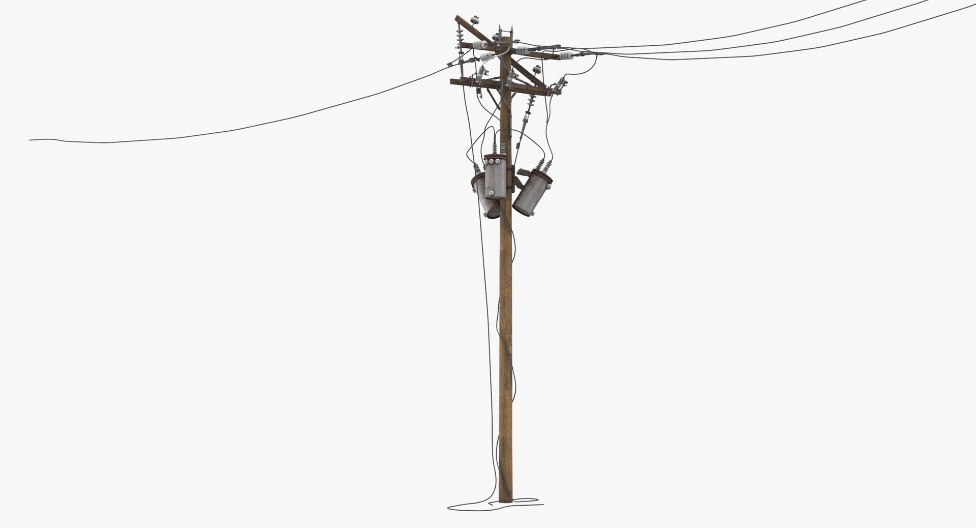 Wooden Power Lines 02 Damaged 3D Model - TurboSquid 1870717