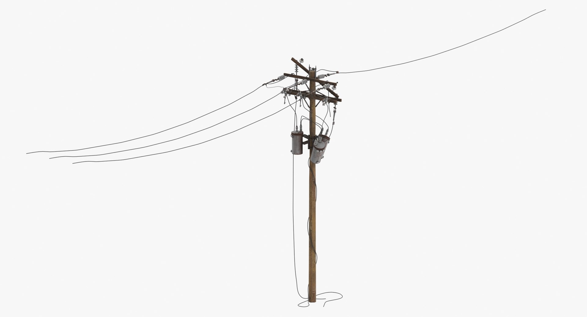 Wooden Power Lines 02 Damaged 3D Model - TurboSquid 1870717