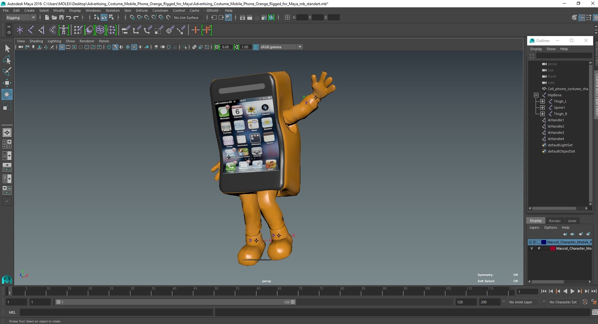 Advertising Costume Mobile Phone Orange Rigged for Maya 3D - TurboSquid ...