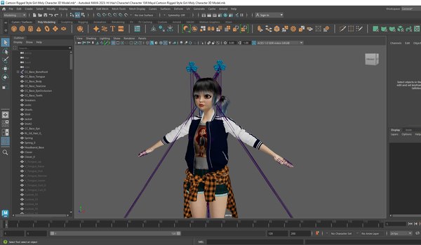 modelo 3d Personaje de dibujos animados Rigged Style Girl-Moly modelo ...