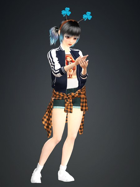 modelo 3d Personaje de dibujos animados Rigged Style Girl-Moly modelo ...