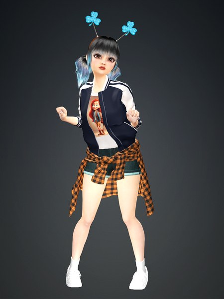 modelo 3d Personaje de dibujos animados Rigged Style Girl-Moly modelo ...