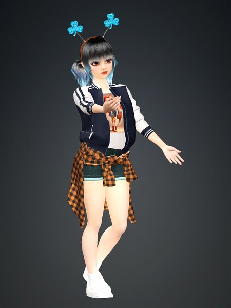 modelo 3d Personaje de dibujos animados Rigged Style Girl-Moly modelo ...