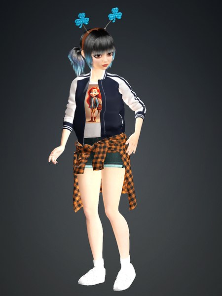 modelo 3d Personaje de dibujos animados Rigged Style Girl-Moly modelo ...