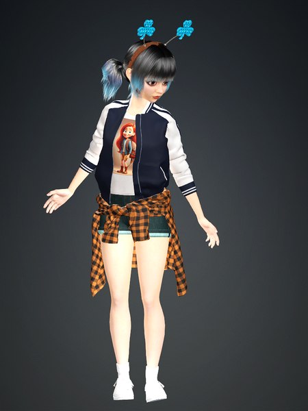 modelo 3d Personaje de dibujos animados Rigged Style Girl-Moly modelo ...